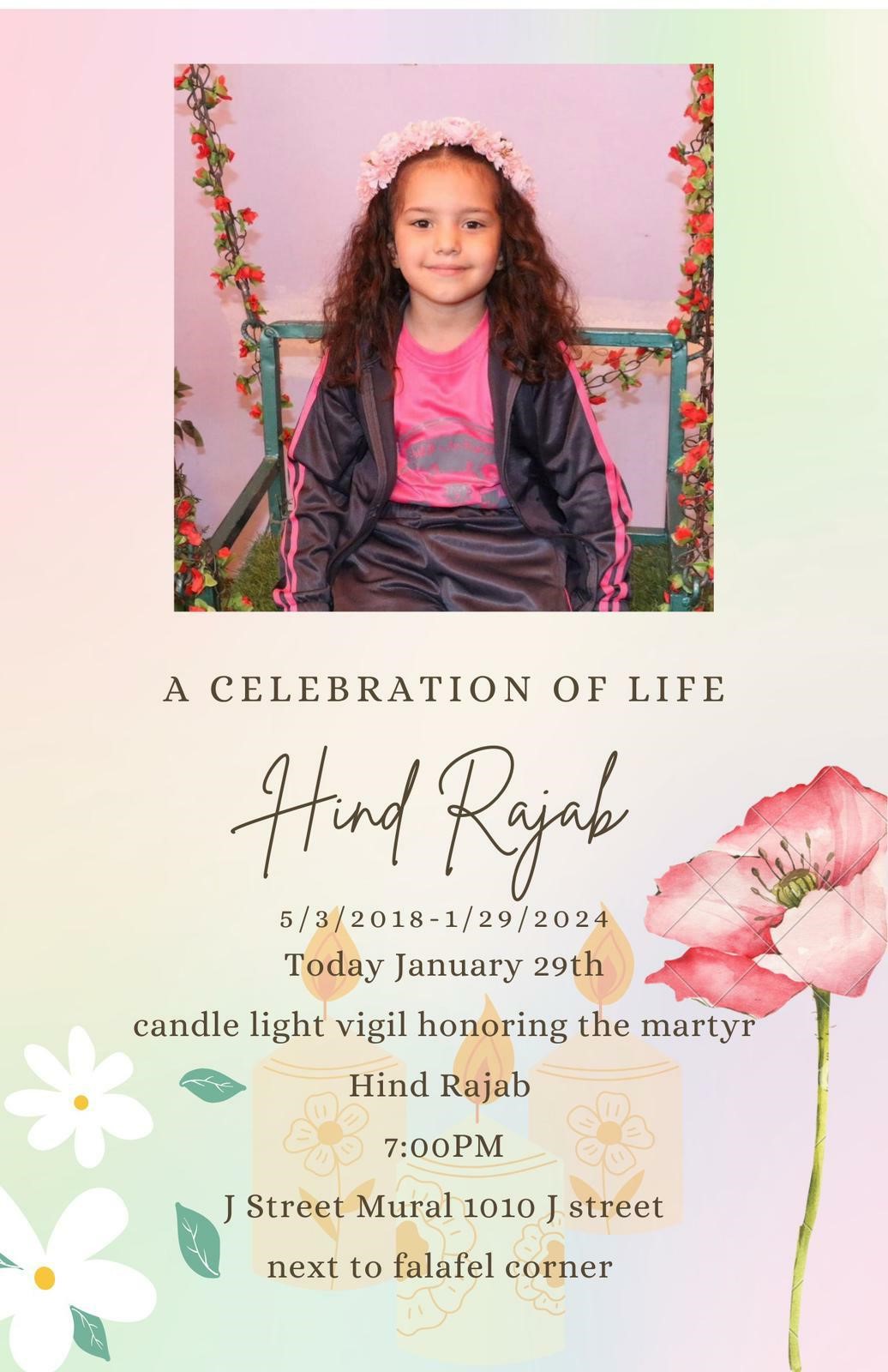 Celebration of Life Hind Rajab | Sacramento Regional Coalition for ...